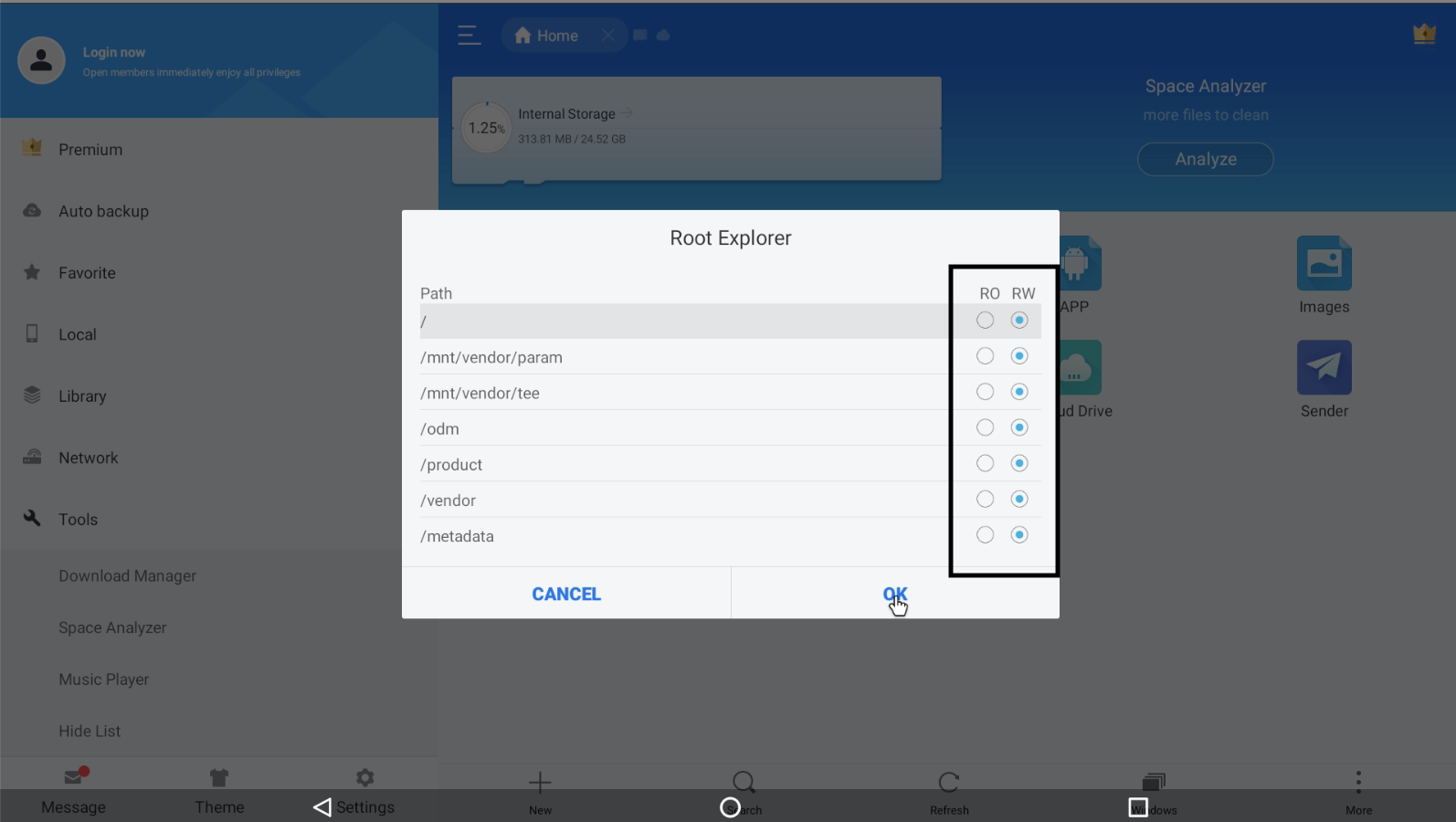 🌳 Root Configuration Using Es Explorer